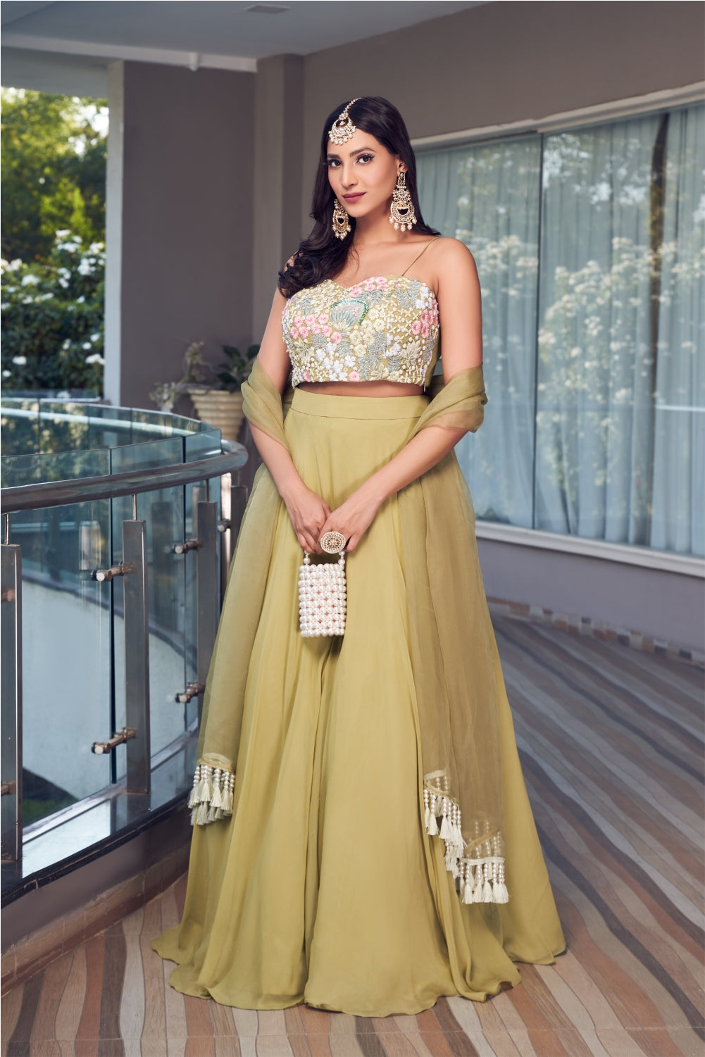 Mint Green Embroidered Blouse With Skirt And DupattaMint Green Embroid ...