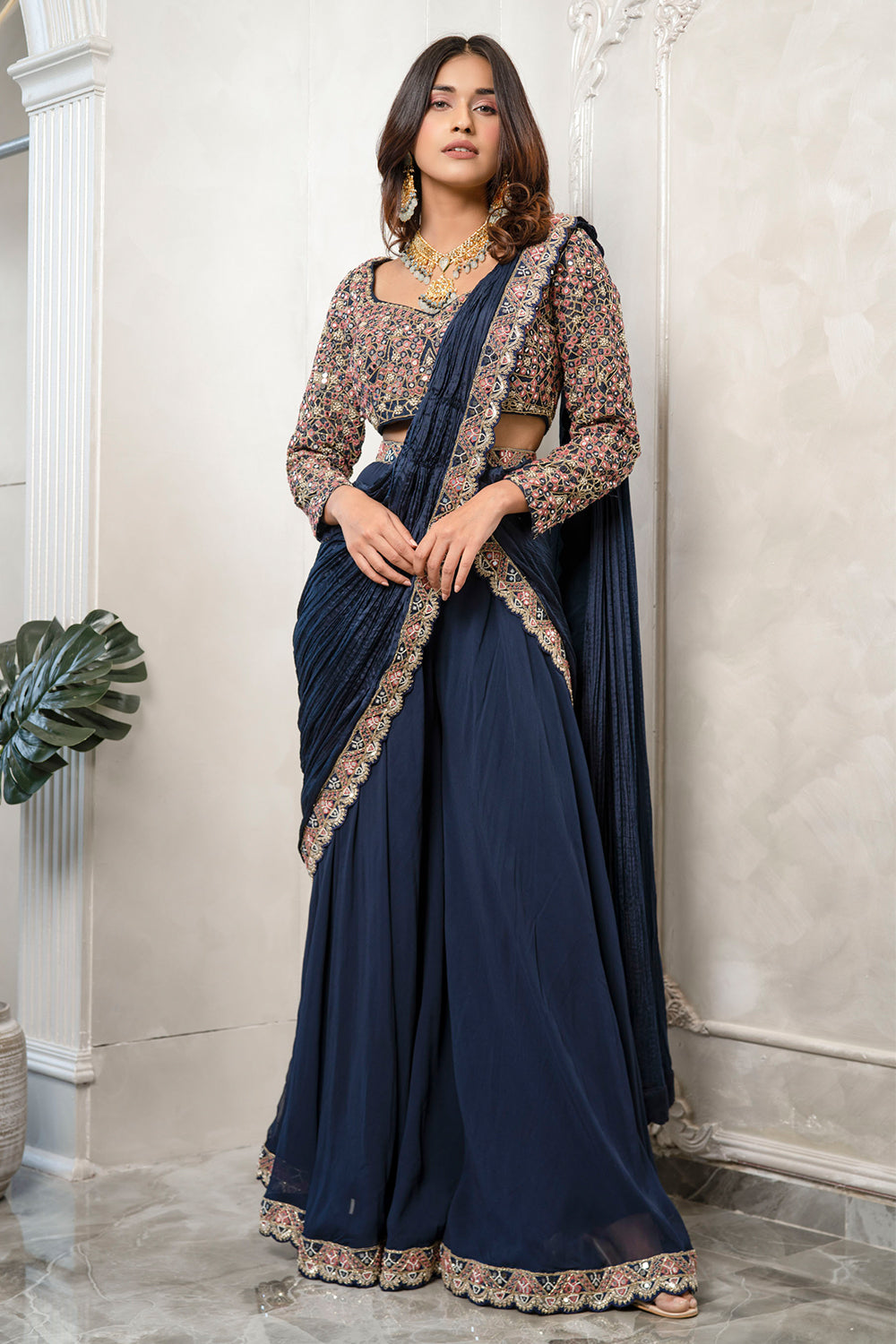 EMBROIDERED BLOUSE DRAPE SAREE – Swish By Dolcy & Simran